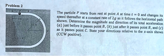 SOLVED: Problem 2 The particle P starts from rest at point A at time t = 0 and changes its speed ...