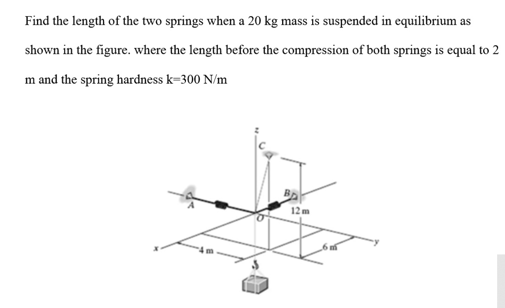 Find the length of the two springs when a 20 kg mass is suspended in ...