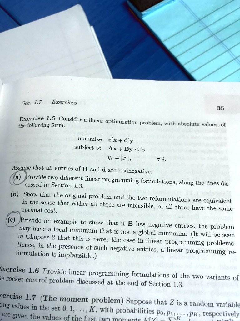 sec 17 exercises 35 exercise 15 consider a linear optimization the ...