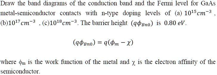SOLVED: Draw the band diagrams of the conduction band and the Fermi ...