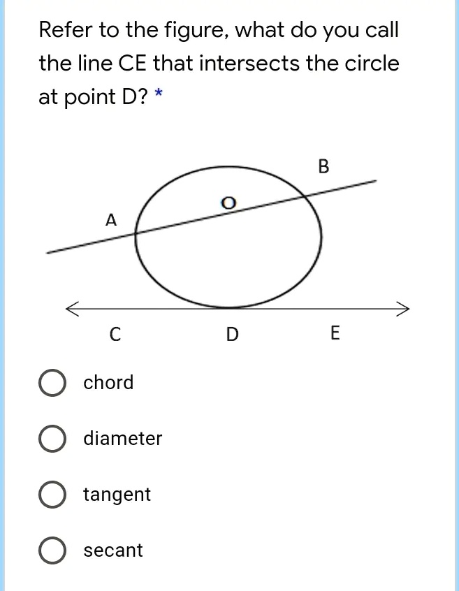 SOLVED: Refer to the figure, what do you call the line CE that ...