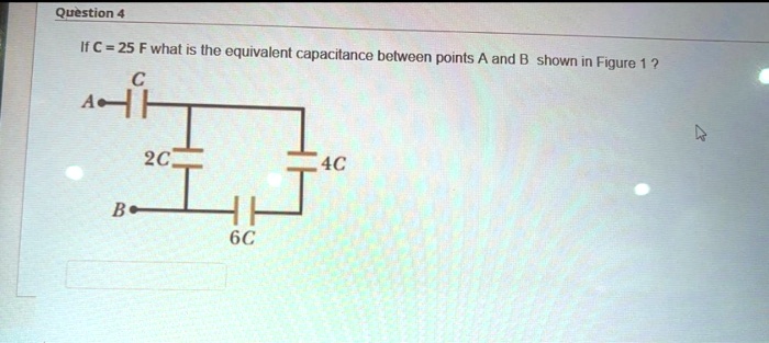 SOLVED: If â‚¬ = 25 F, what is the equivalent capacitance between points A and B shown in Figure ...
