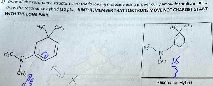 SOLVED: Draw all the resonance structures for the following molecule using proper curly arrow ...