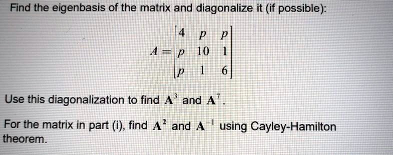 Solved Find The Eigenbasis Of The Matrix And Diagonalize It If