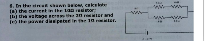 in the circuit shown below calculate a the current in the 102 resistor ...