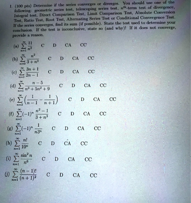 converges diverges you should use one of the i00 pts determine if the ...