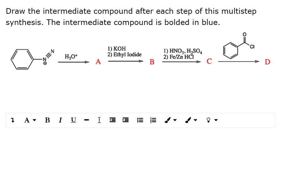 SOLVED:Draw the intermediate compound after each step of this multistep ...
