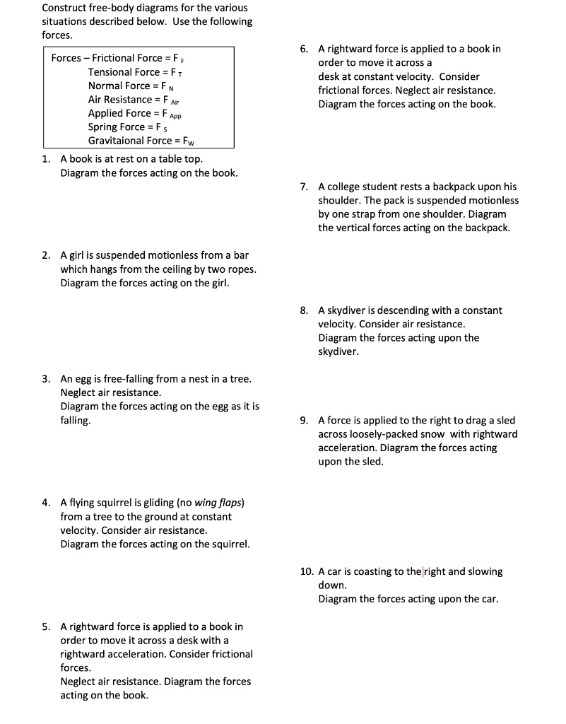 SOLVED: Please help with #1 and #6. Draw the free-body diagrams (FBD ...