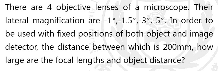 SOLVED: There are 4 objective lenses of a microscope. Their lateral ...