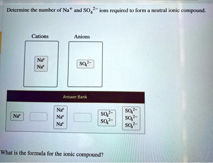 SOLVED: Determine the number of Na and SO42 - ions required t0 form ...