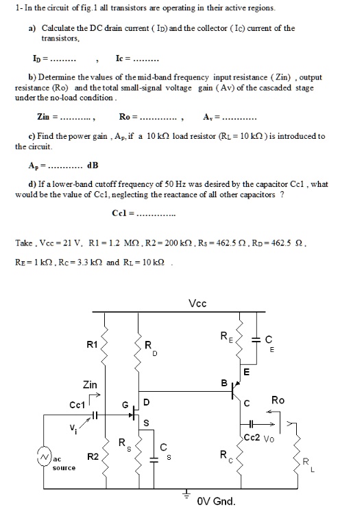 Solved In The Circuit Of Fig 1 All Transistors Are Operating In Their Active Regions A