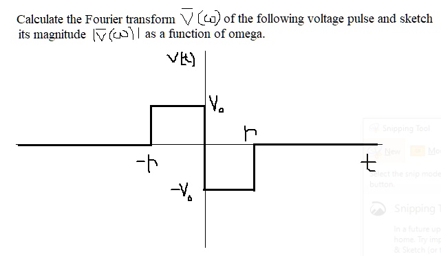 SOLVED: Calculate the Fourier transfor (c) of the following voltage pulse and sketch its ...
