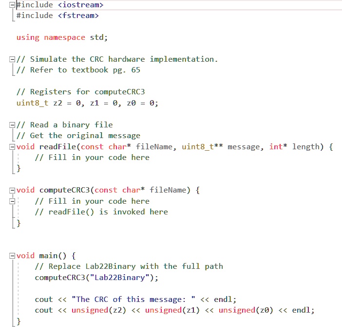 Solved In This Activity You Will Complete Two Functions Readfile And Computecrc3 Which Will