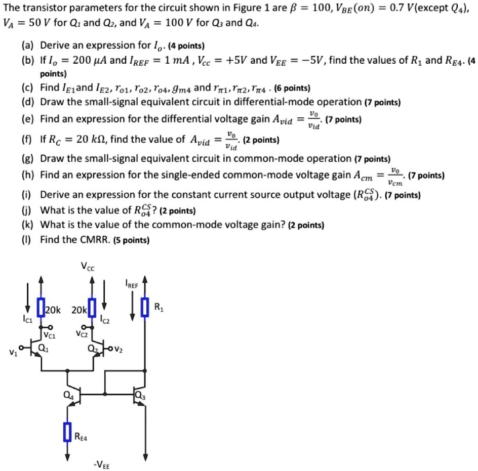 SOLVED: Electronics II The transistor parameters for the circuit shown in Figure 1 are B 100,VBE ...