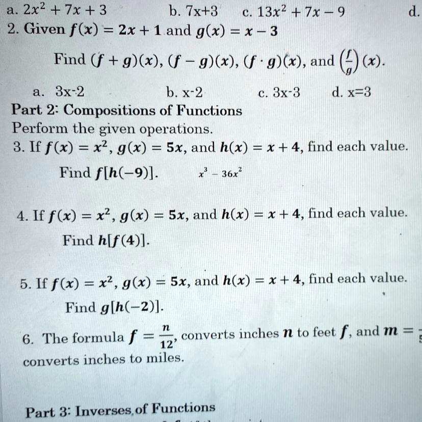 SOLVED 4 If F x X 2 G x 5x And H x X 4 Find Each Value