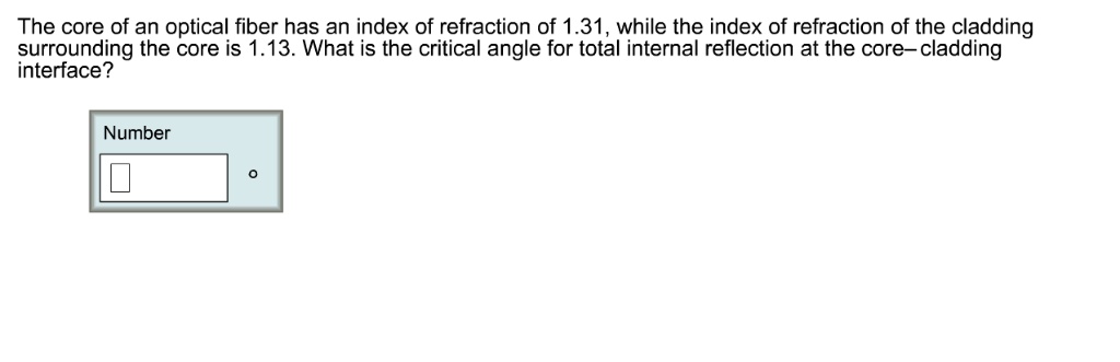 SOLVED: The core of an optical fiber has an index of refraction of 1.31, while the index of ...