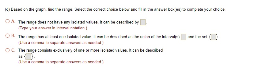 based on the graph find the range select the correct choice below and ...