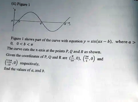 SOLVED: (@) Figure Figure shows part of the curve with equation y sin(ax b) , 0