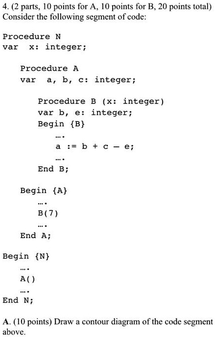 SOLVED: Draw a contour diagram of the code segment! 4.2 parts, 10 ... SOLVED: Draw a contour diagram of the code segment! 4.2 parts, 10 ...