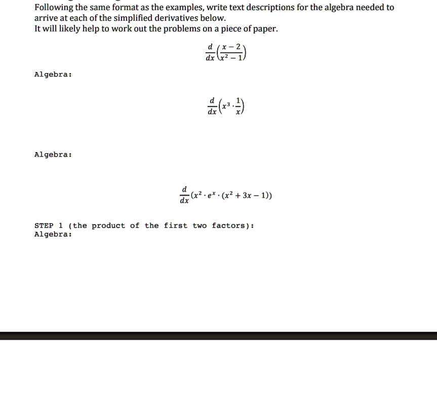 following the same format as the examples write text descriptions for ...