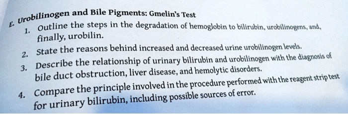 SOLVED: Urobilinogen and Bile Pigments: Gmelin's Test Outline the steps ...