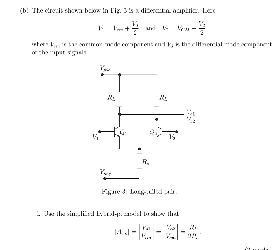 SOLVED: The circuit shown below in Fig: 3 is a differential amplifier. Here, Va = Va1 - Va2, Vi ...