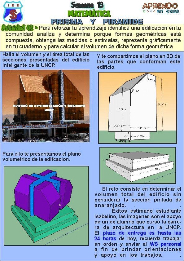halla el volumen y el area total de las secciones presentadas del ...