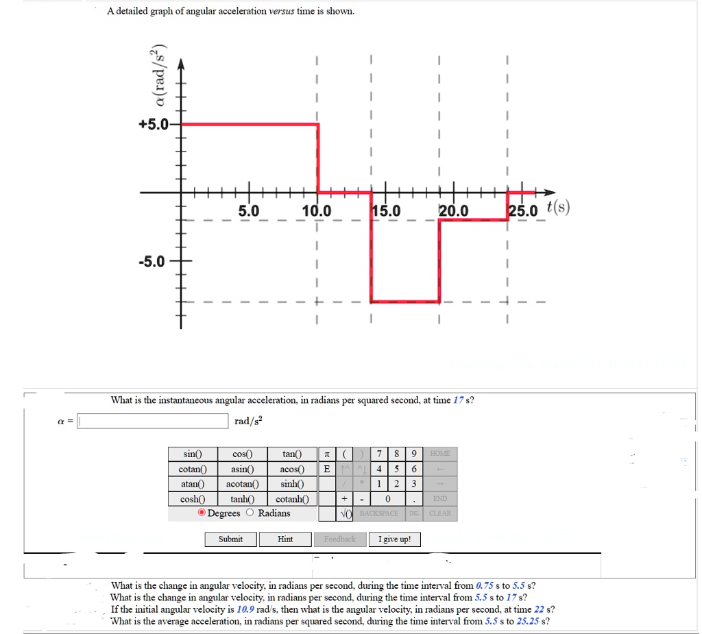 a detailed graph of angular acceleration versus time is shown what is ...