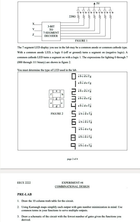 SOLVED: SV ./. 220 X 3-BIT TO Y 7-SEGMENT DECODER Z FIGURE 1 The 7-segment LED display you use ...