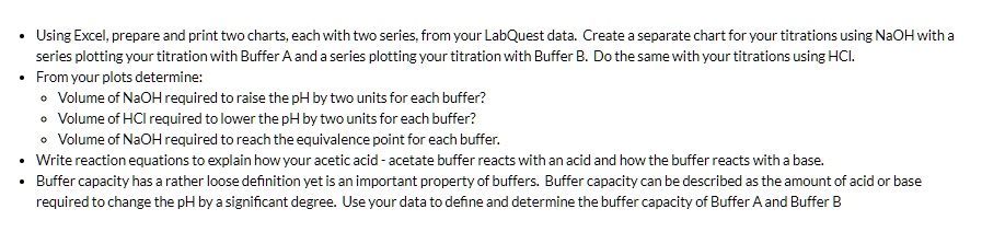 Using Excel, prepare and print two charts, each with two series, from your LabQuest data. Create ...