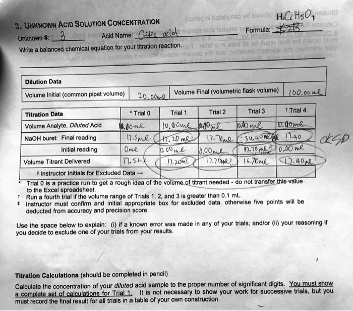 SOLVED: Text: bafglqmo? d blorle HC HsO1 oluila (lisnsq 3. UNKNOWN ACID ...