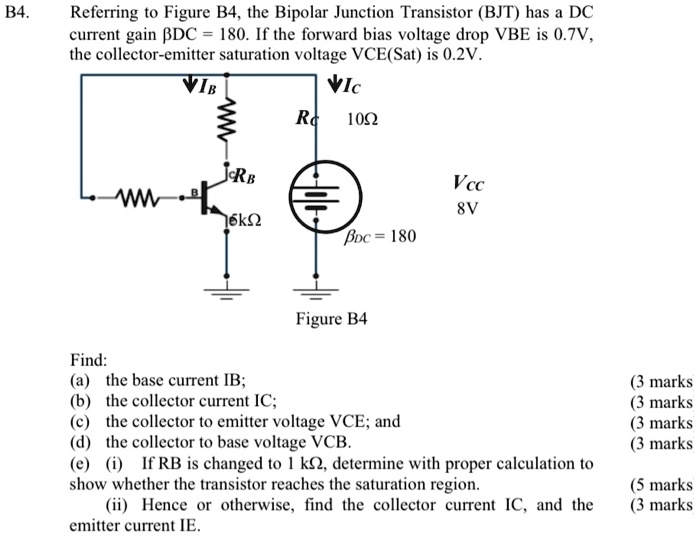 SOLVED: Referring to Figure B4, the Bipolar Junction Transistor (BJT ...