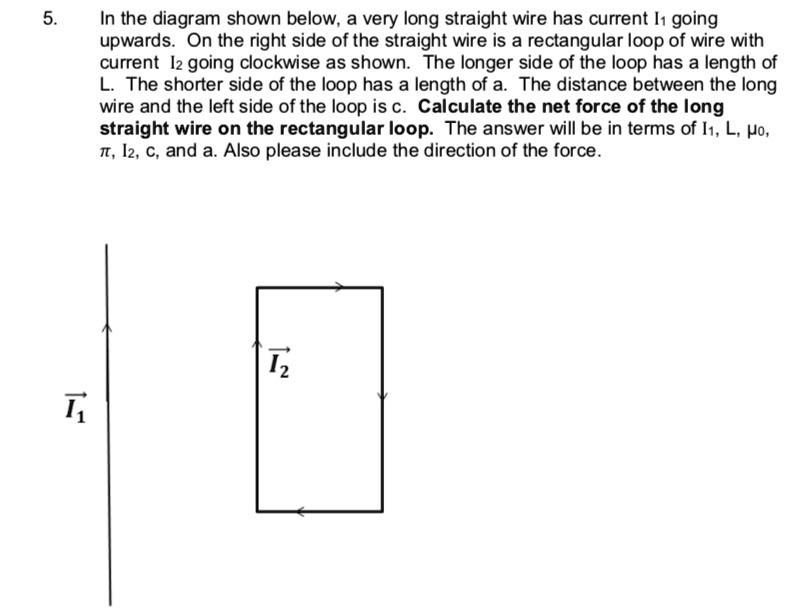 in the diagram shown below a very long straight wire has current 1 going upwards on the right ...