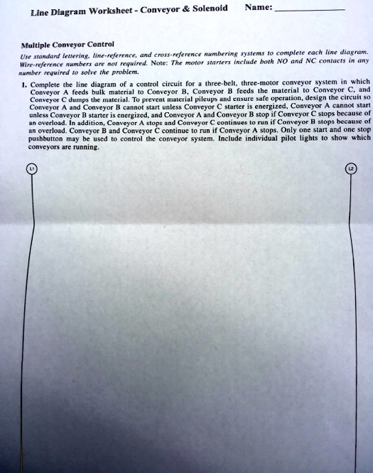 SOLVED: Line Diagram Worksheet - Conveyor Solenoid Name: Multiple ...