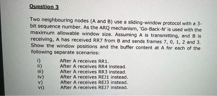 Solved Two Neighboring Nodes A And B Use A Sliding Window Protocol With A 3 Bit Sequence