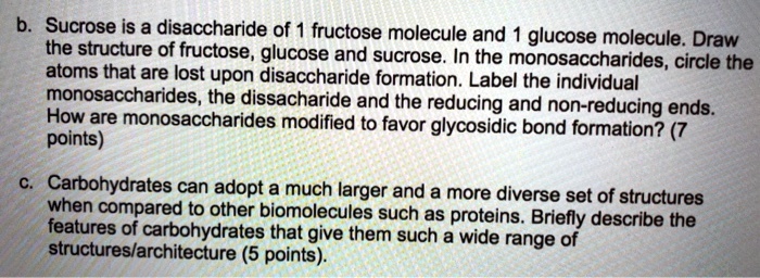 b. Sucrose is a disaccharide of 1 fructose molecule and 1 glucose ...