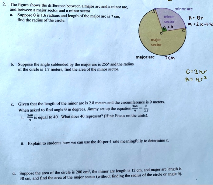 SOLVED: The figure shows the difference between major arc and minor arc ...