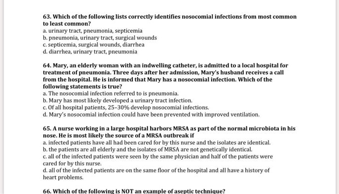 SOLVED: Which ofthe following lists correctly identifies nosocomial ... SOLVED: Which ofthe following lists correctly identifies nosocomial ...