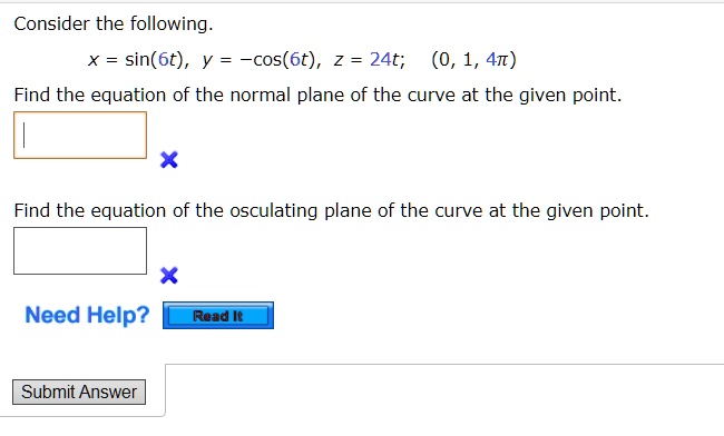 consider the following sin6t cos6t 2 24t 0 1 4t find the equation of ...