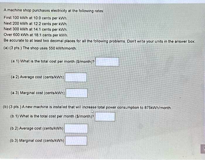 SOLVED: Texts: A machine shop purchases electricity at the following ...