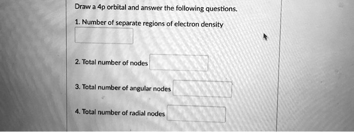SOLVED: Draw 4p orbital and answer the- following questions Number of separate regions of ...