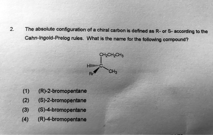 the absolute configuration of a chiral carbon is defined as r or s according to the cahn ingold ...