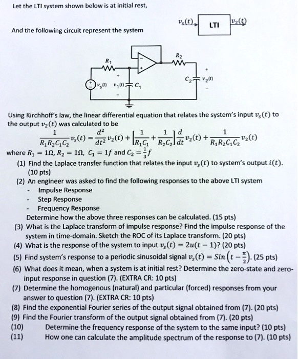 SOLVED: Let the LTI system shown below is at initial rest, vs(t) LTI And the following circuit ...