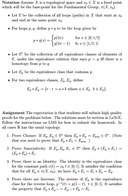 SOLVED:Notation Assume X is a topological space and Tu â‚¬ X is fixed ...