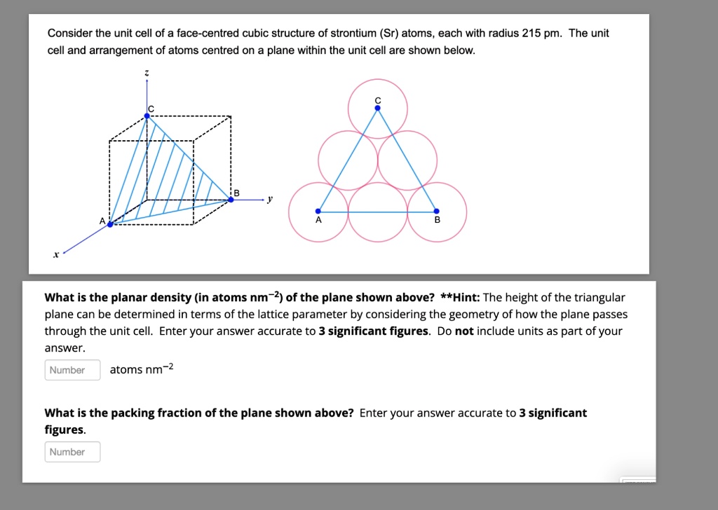 SOLVED: Consider the unit cell of a face-centred cubic structure of ...
