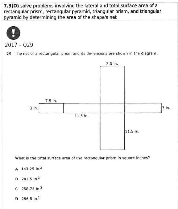 'The net of a rectangular prism and its dimensions are shown in the ...