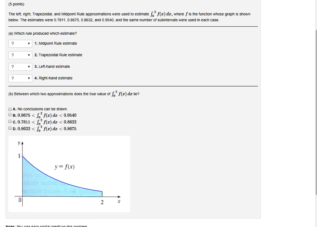 SOLVED: 55 points) The left right Trapezoidal, and Midpoint Rule ...