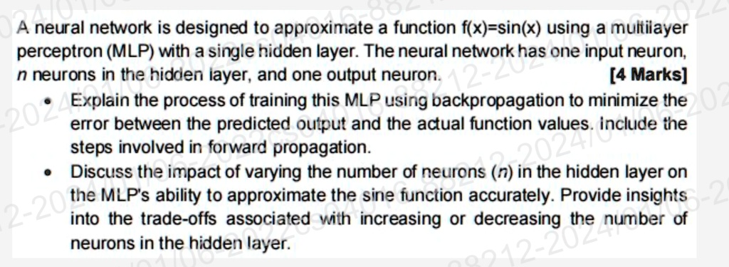 A Neural Network Is Designed To Approximate A Function Fxsinx Using A Multilayer Perceptron