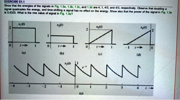 EXERCISE E1.1 Show that the energies of the signals in Fig. 1.3a, 1.3b ...