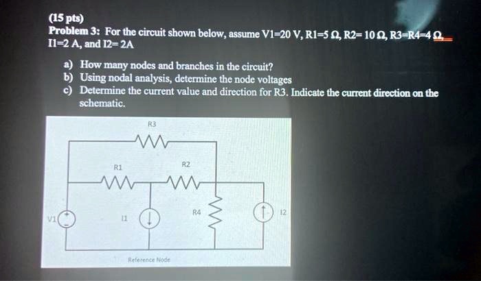 SOLVED: Problem 3: For the circuit shown below, assume V1 = 20 V, R1 = 50 Î©, R2 = 100 Î©, R3 ...